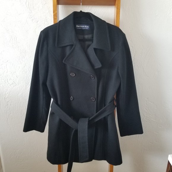 Herman Kay | Jackets & Coats | Vintage Herman Kay Black Wool Pea Coat ...